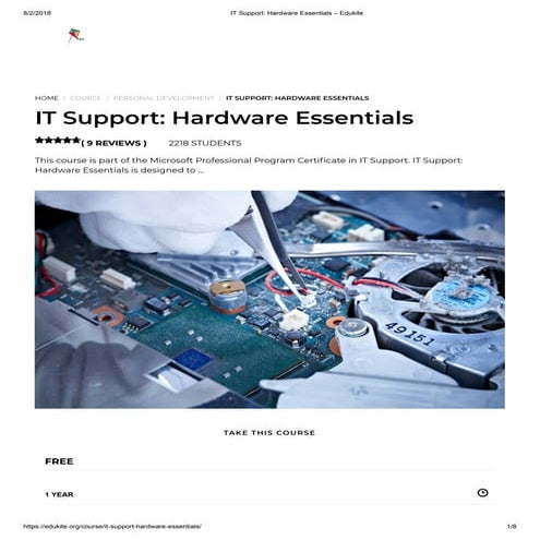 IT Support Hardware Essentials – Edu Kite | PDF
