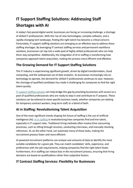 Benefits of IT Contract Staffing Solutions | PPT