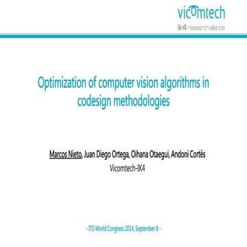 Optimization Of Computer Vision Algorithms In Codesign Methodologies Ppt