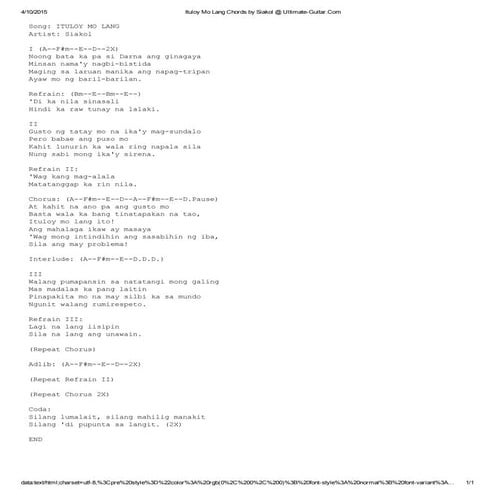 Ituloy mo lang chords by siakol @ ultimate guitar | PDF