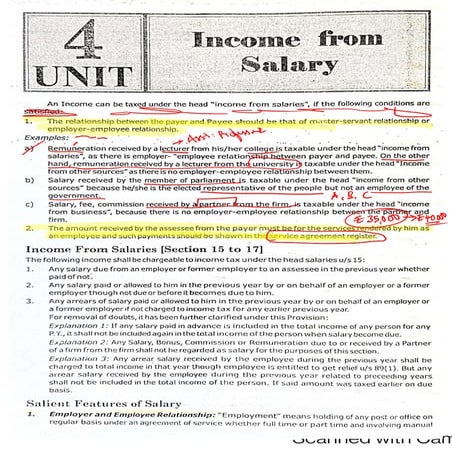 UNIT 4: INCOME FROM SALARY | PDF