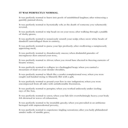 It Was Perfectly Normal | DOC