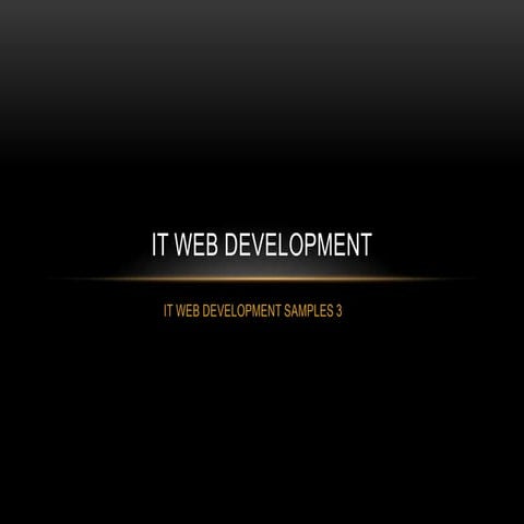 It Web Development | PPTX