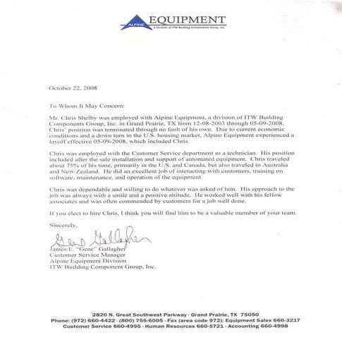 Alpine Engineering reference letter | PDF