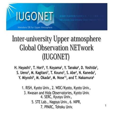 Inter-university Upper atmosphere Global Observation NETwork | PPT