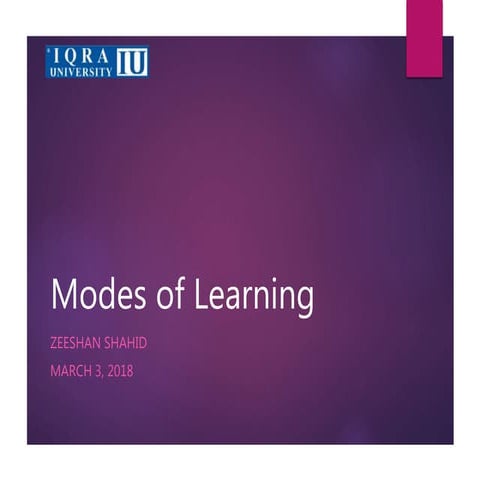 Modes of Learning | PPTX