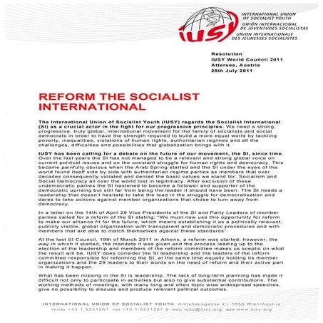 Iusy resoultion reform_the_socialist_international_council_2011 | PDF