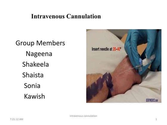 cannulation and introduction, sizes and site of cannula | PPTX