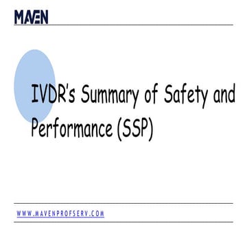 IVDR’s Summary of Safety and Performance | PPTX