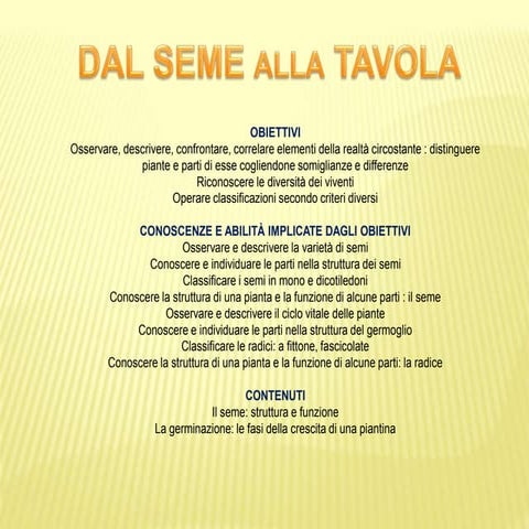 I vegetali dal seme alla tavola | PPT
