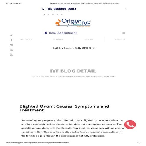What Is a Blighted Ovum? Causes & Treatment Options | PDF