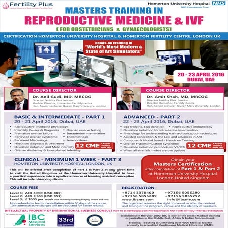 Masters Training in Reproductive Medicine and IVF | PDF
