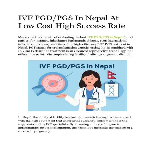 IVF PGD_PGS In Nepal At Low Cost High Success Rate | PDF