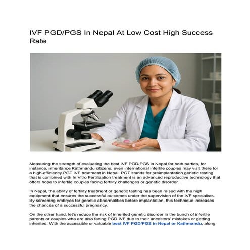IVF PGD/PGS In Nepal At Low Cost High Success Rate | PDF