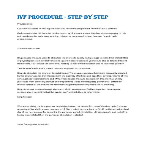 IVF Procedure - Step by Step | DOCX
