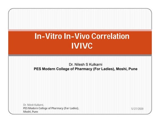 Iviv corelation | PPTX | Pharmaceutical Drugs | Medical Health