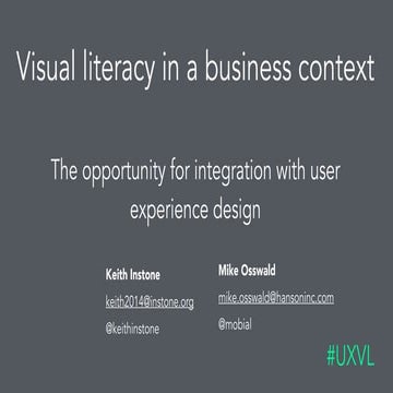 User Experience and Visual Literacy – IVLA Conference 2014 | PPT
