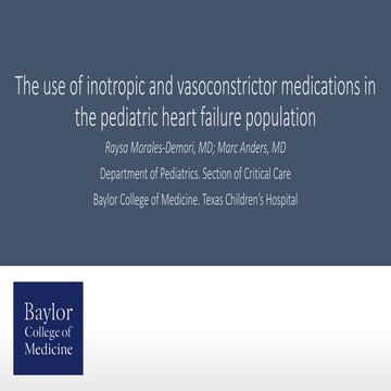 Use of inotropic and vasoconstrictor medications in the pediatric heart ...