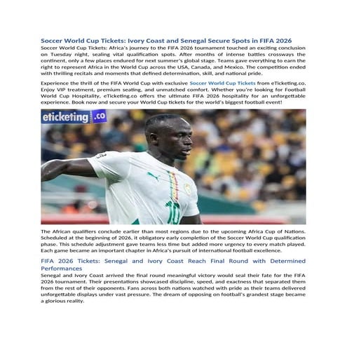 Ivory Coast and Senegal Secure Spots in FIFA 2026 in USA.docx