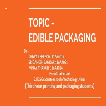 Edible packaging | PPTX