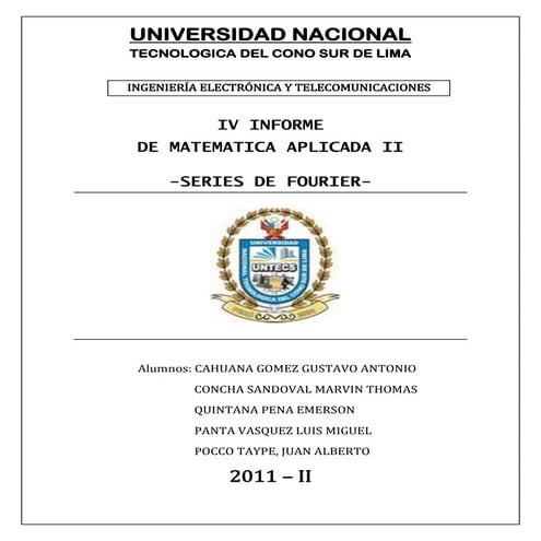 4to Trabajo de Matematica Aplicada II - Series de Fourier - UNTECS | PDF | Music | Entertainment