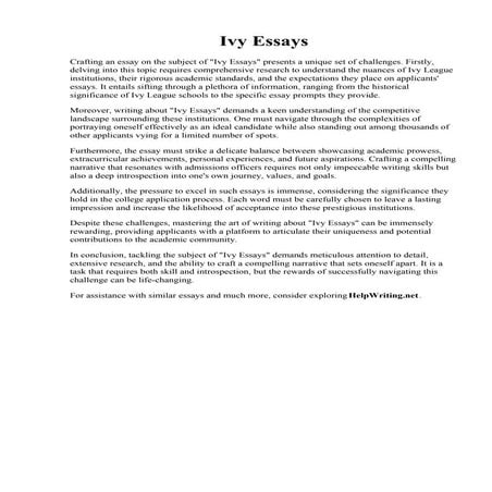 Ivy Essays. College Essay: Ivy league college essays | PDF | Stocks and ...