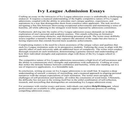 Ivy League Admission Essays | PDF