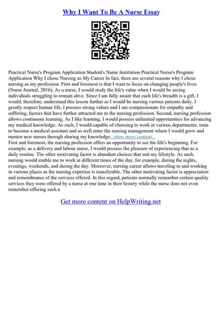 Essay On Why I Want To Be A Nurse.pdf