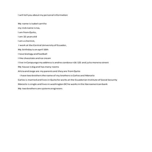 I will tell you about my personal information | DOCX