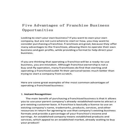 establishing a business as a franchise | PPTX