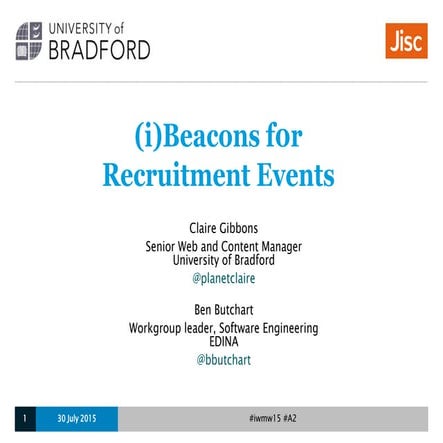 (iBeacons) for Recruitment Events (University of Bradford) | PPT