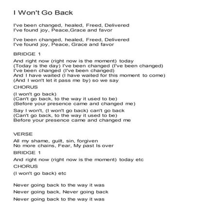 I won't go back | DOCX