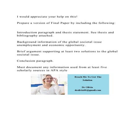 I would appreciate your help on this!Prepare a version of Final .docx