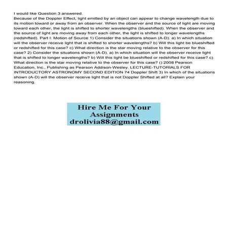 I would like Question 3 answered Because of the Doppler Eff.pdf ...