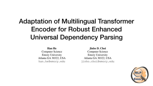 Adaptation Of Multilingual Transformer Encoder For Robust Enhanced Universal Dependency Parsing