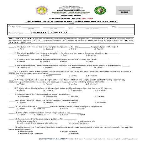 IWRBS1st quarter EXAM.docx.............. | DOCX