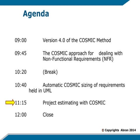 IWSM2014 COSMIC masterclass part 4 - Estimating with COSMIC (Alain Abran) | PDF