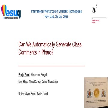 Can We Automatically Generate Class Comments in Pharo? | PPT