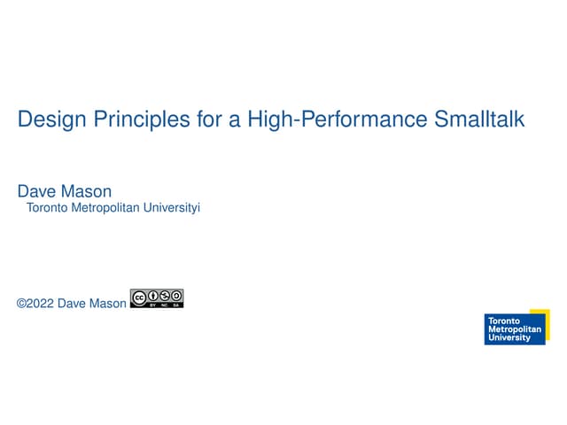 Design Principles For A High Performance Smalltalk Ppt Free Download
