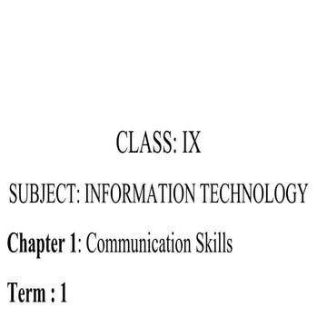 Communication Skills. pptx for class IX | PPTX