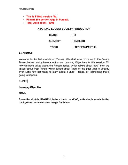 Future continuous tense | PPT | Programming Languages | Computing