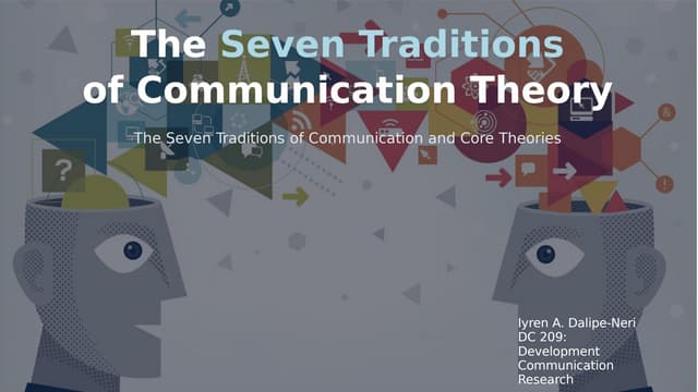 seven traditions of communication theory | PDF