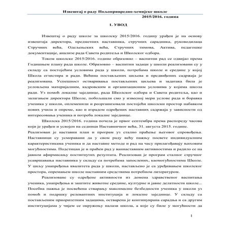 Izvestaj o radu Poljoprivredno-hemijske škole u školskoj 2015/2016. godini | PDF