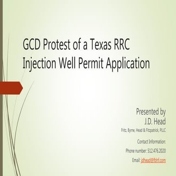 GCD Protest of a Texas RRC Injection Well Permit Application | PPTX