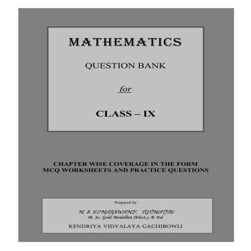 MATHEMATICS QUESTION BANK FOR CLASS - IX | PDF
