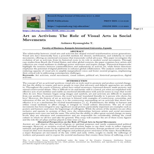 Art as Activism: The Role of Visual Arts in Social Movements (www.kiu ...