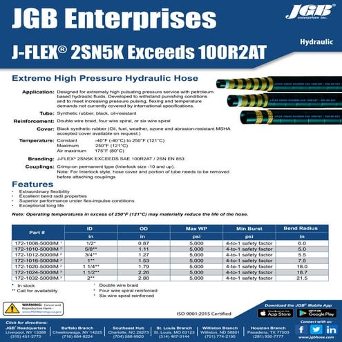 J-FLEX 2SN5K Exceeds 100R2AT Hose - Hydraulic Hose | PDF | Auto Type | Automotive