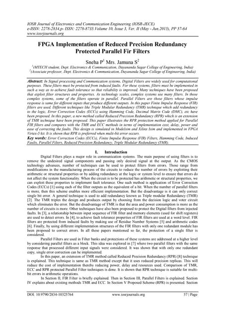 Fault Tolerant Parallel Filters Based On Bch Codes | PDF