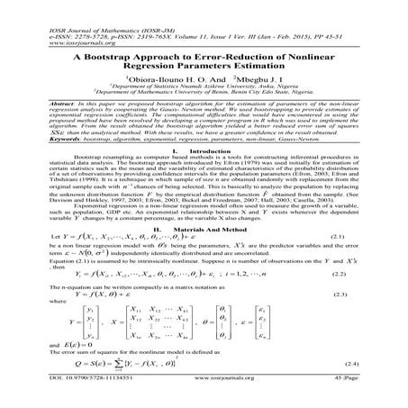 A Bootstrap Approach To Error Reduction Of Nonlinear Regression 1300