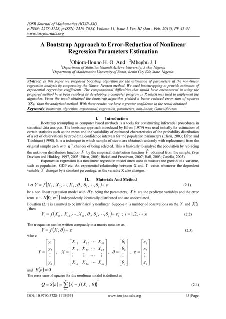 A Bootstrap Approach To Error Reduction Of Nonlinear Regression 1300